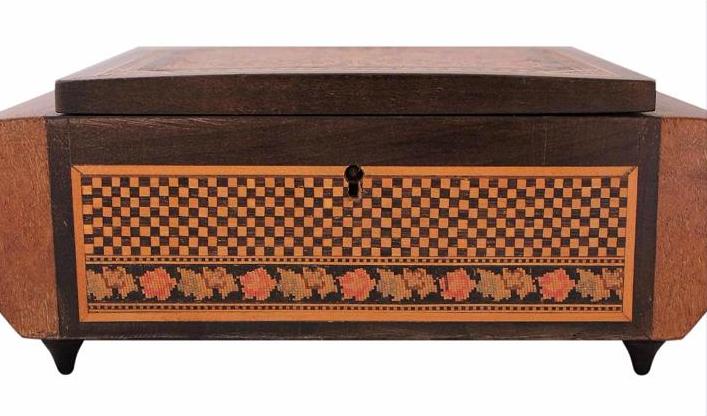 Italian Inlaid Art Deco Musical Jewellery Box JB339